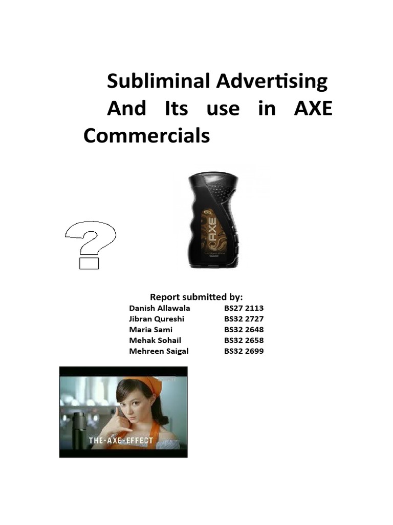 AXE - Subliminal Advertising | PDF | Advertising | Brand