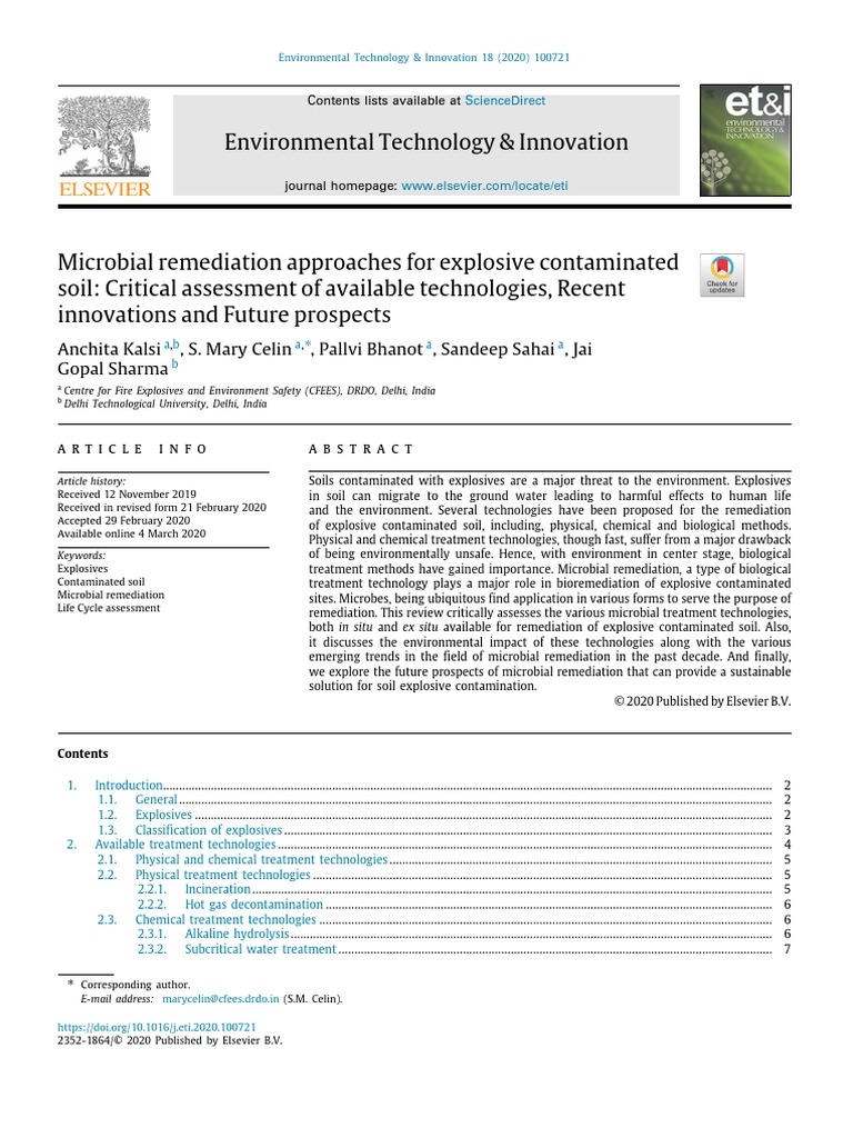 Microbial Remediation Approaches For Explosive Contaminated Soil | PDF ...