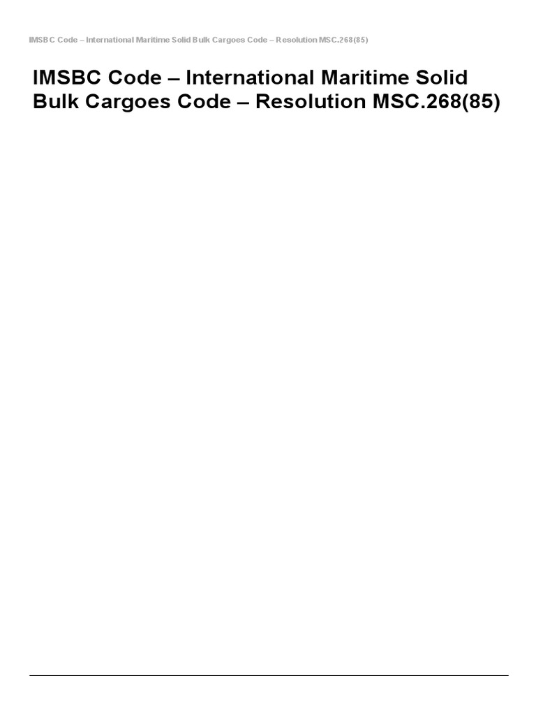 25-IMSBC Code - International Maritime Solid Bulk Cargoes Code | PDF ...