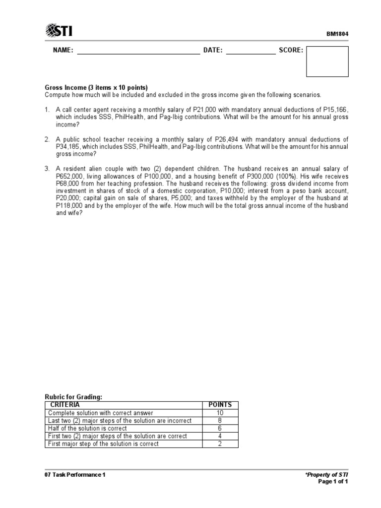 07 Task Performance 1 | PDF | Finance & Money Management
