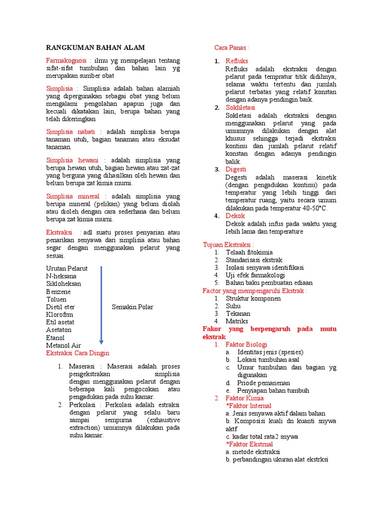 Rangkuman Bahan Alam | PDF