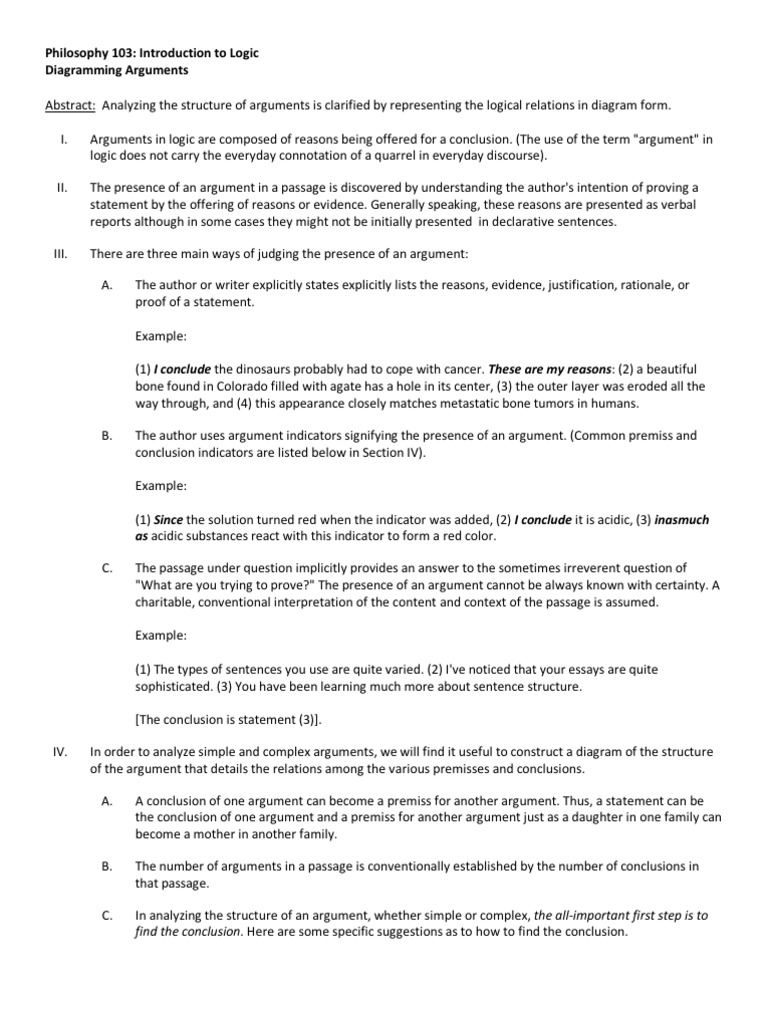 Logic - Diagramming Arguments | Argument | Reason