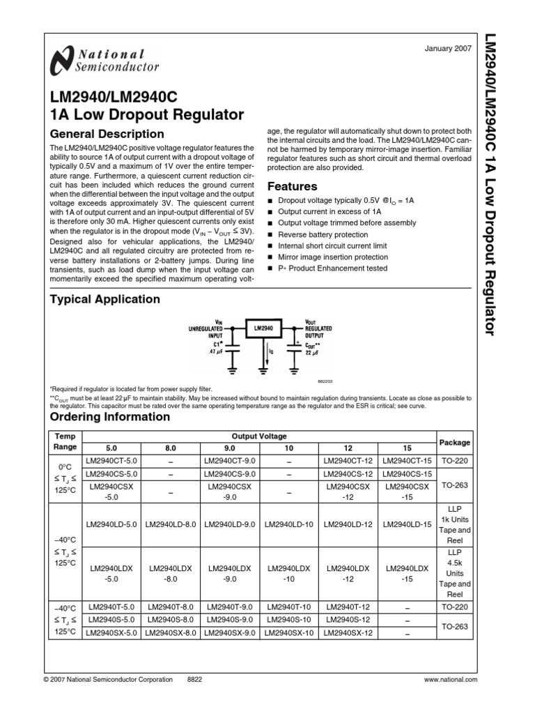 LM2940/LM2940C 1A Low Dropout Regulator: General Description | PDF ...