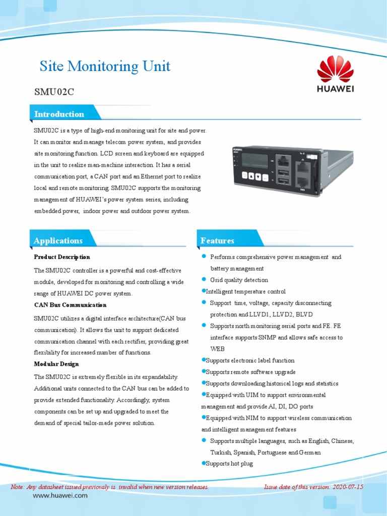SMU02C Monitoring Unit Datasheet | PDF | Rectifier | Alternating Current