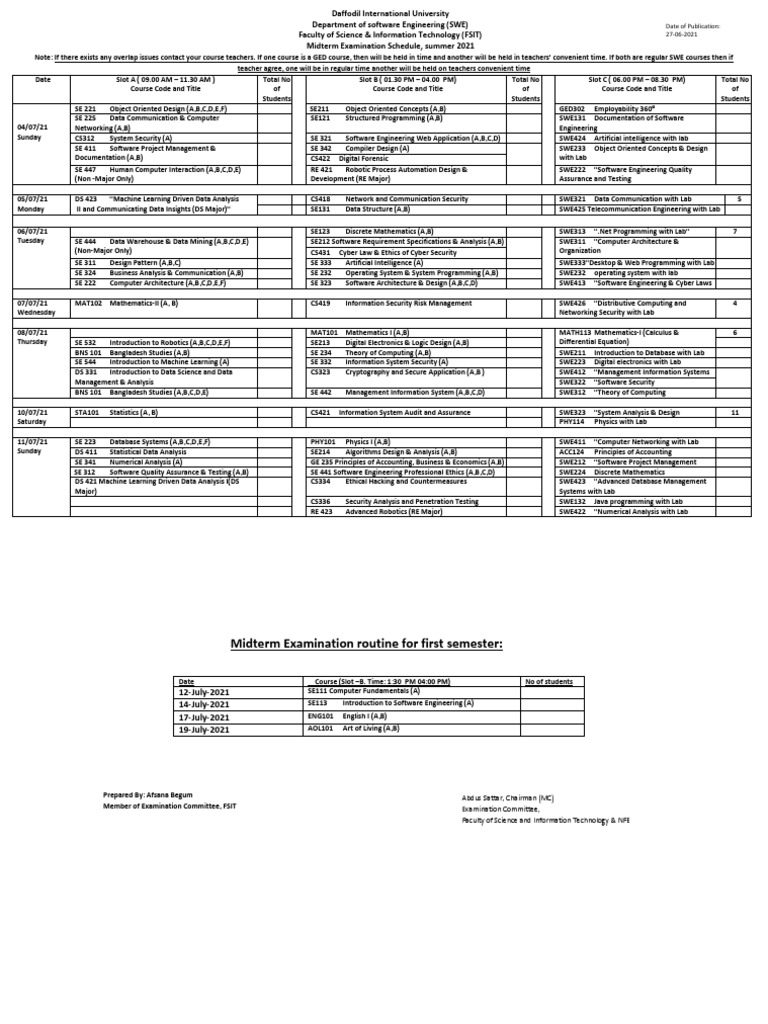 Midterm Exdamination Routine, B | PDF | Computing | Software