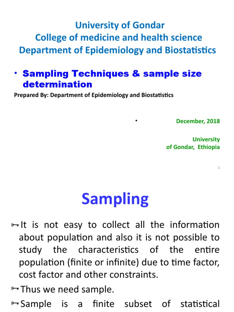University of Gondar College of Medicine and Health Science Department of Epidemiology and ...