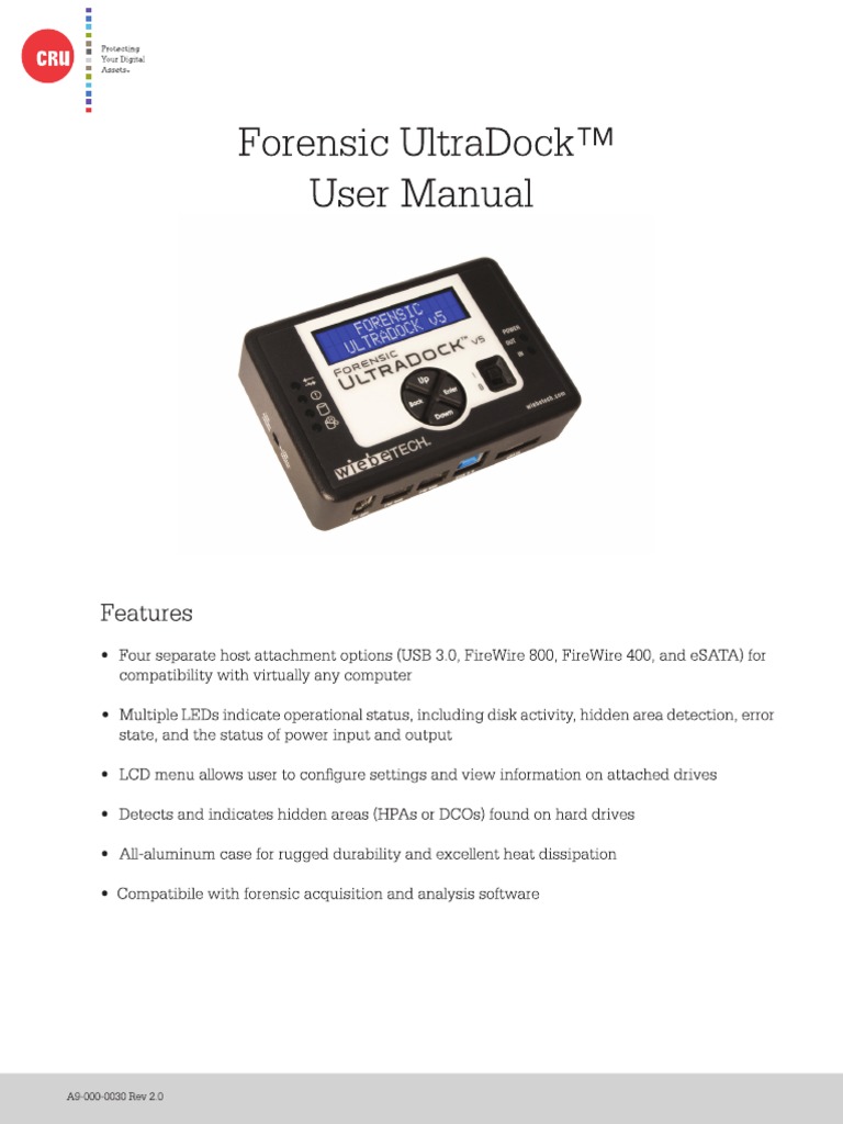 Forensic UltraDock v5 User Manual | PDF | Hard Disk Drive | Usb