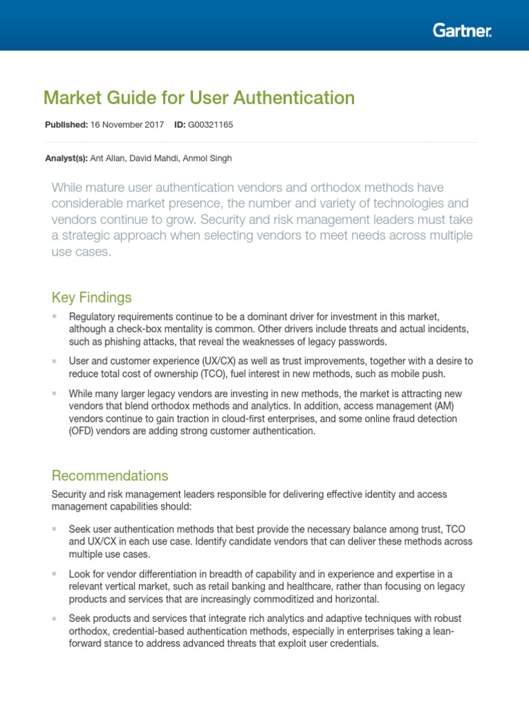 Gartner Identity Access Management Uk User Authentication 2018 | PDF ...