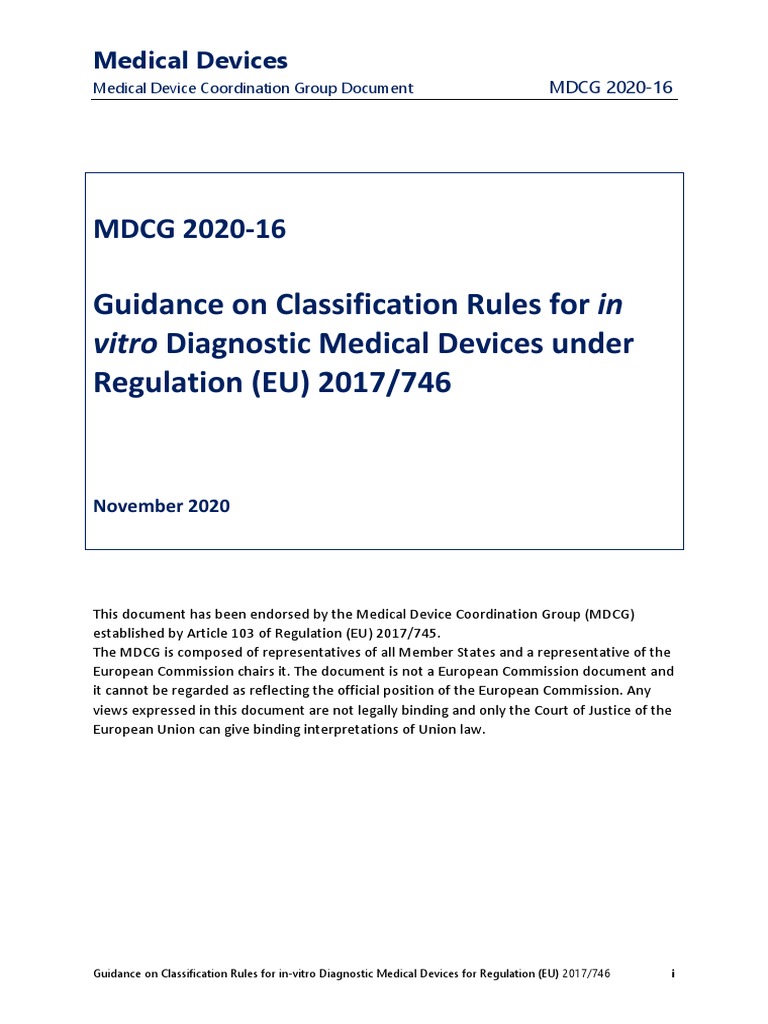 IVD Classification Guidance MDCG 2020-16 | PDF | Blood Type | Medical ...