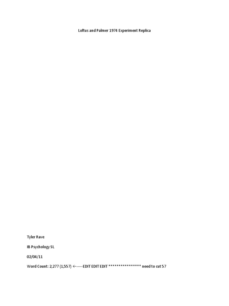 Loftus and Palmer 1974 Experiment Replica | PDF | Experiment | Memory