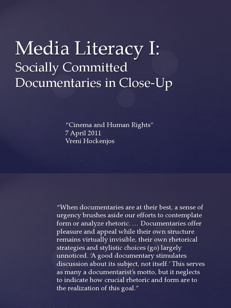 Media Literacy I:: Socially Committed Documentaries in Close-Up | PDF ...