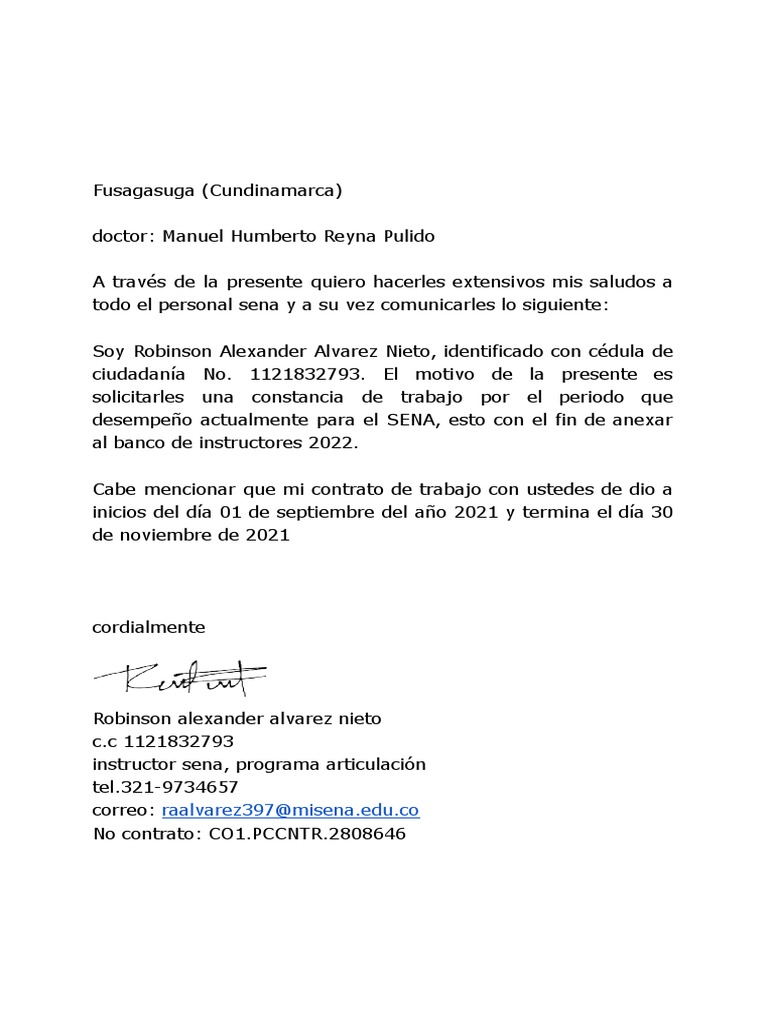 Solicitid Certificado Laboral Sena | PDF