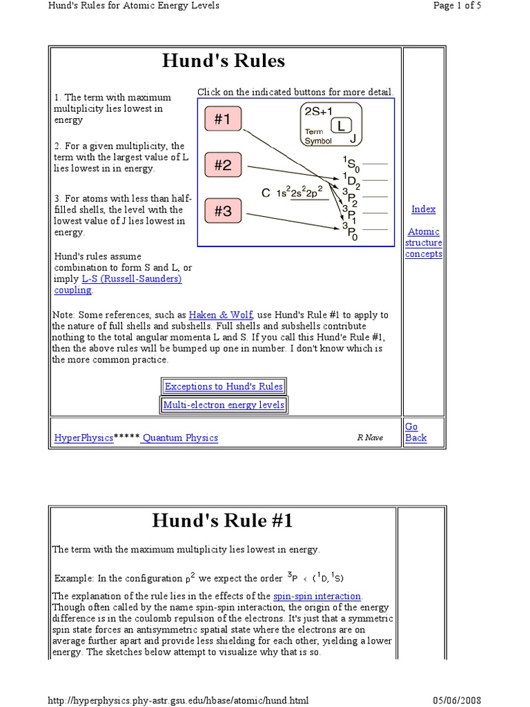Hund's Rules: Index Atomic Structure Concepts | PDF | Atomic Orbital ...