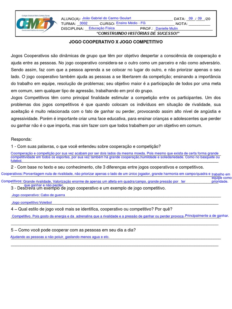 Jogos Cooperativos e Jogos Competitivos | PDF | Agressão Jogos Cooperativos e Jogos Competitivos | PDF | Agressão