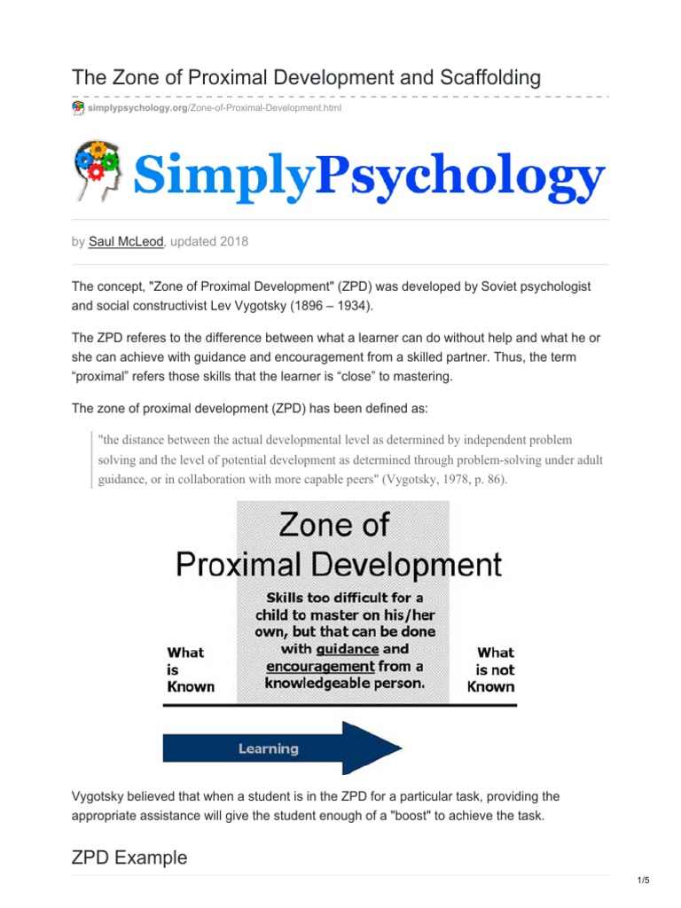 The Zone of Proximal Development and Scaffolding: ZPD Example | PDF ...