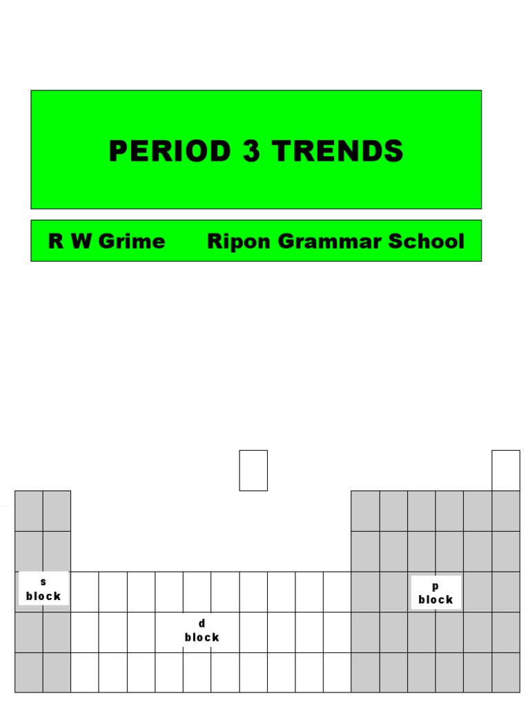 Period 3 Trends: R W Grime Ripon Grammar School | PDF