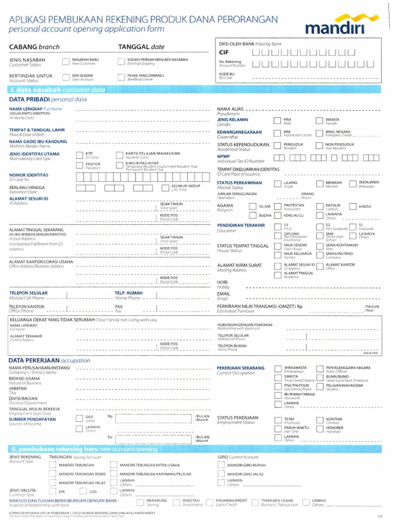 RDN Mandiri Form | PDF