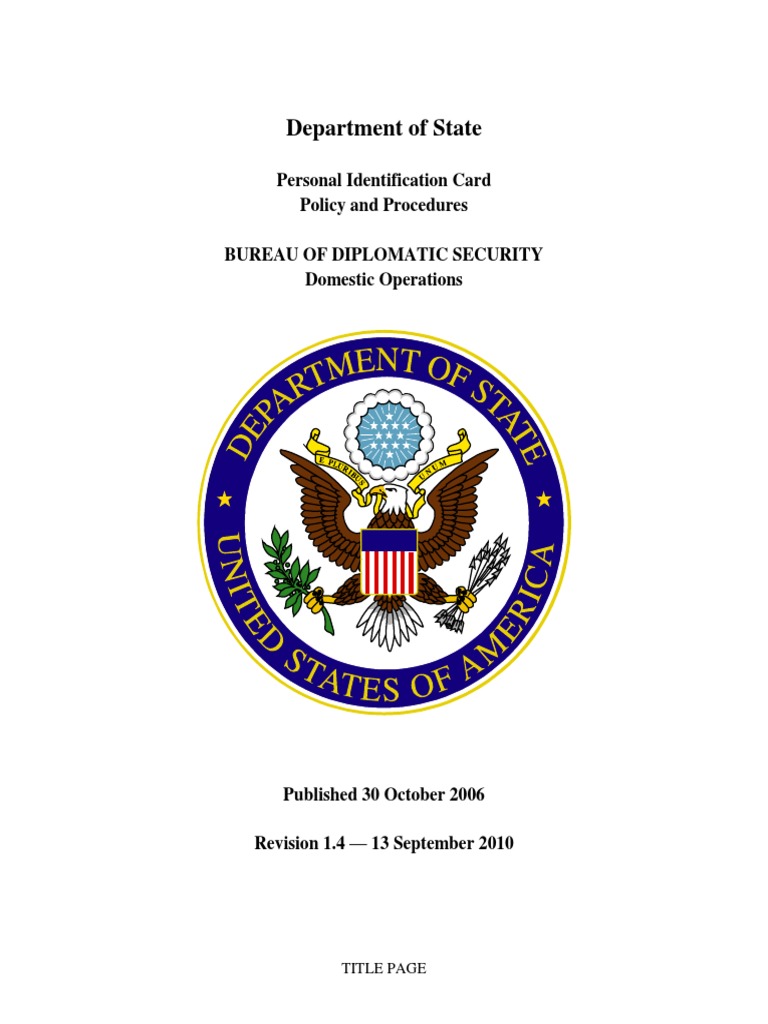 Department of State: Personal Identification Card Policy and Procedures ...