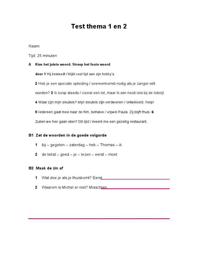 Nederlands in Actie - Toets | PDF