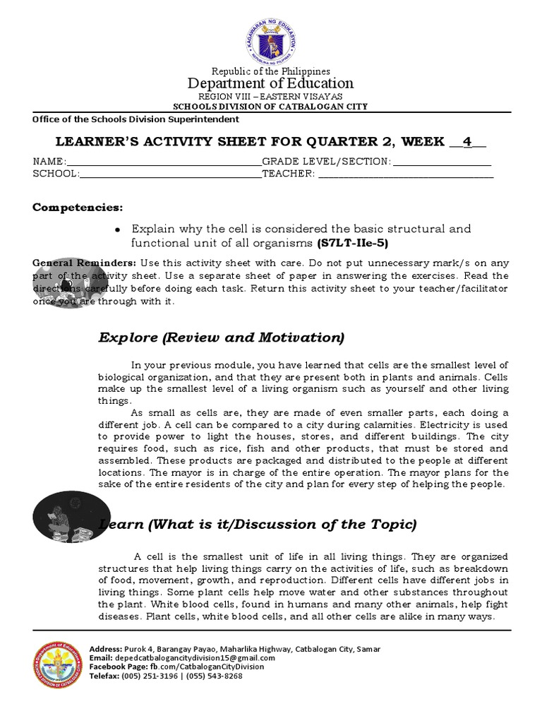 Department of Education: Learner'S Activity Sheet For Quarter 2, Week ...