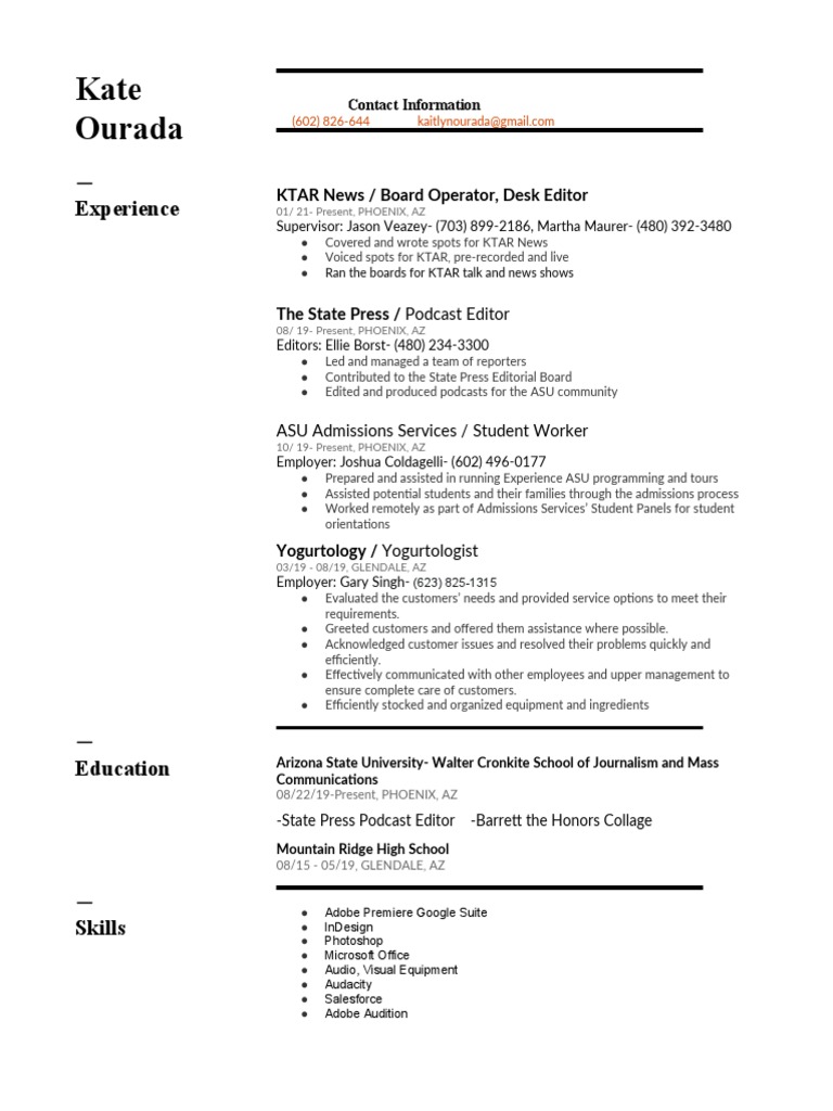 2021 Updated Resume Kate Ourada | PDF | Software
