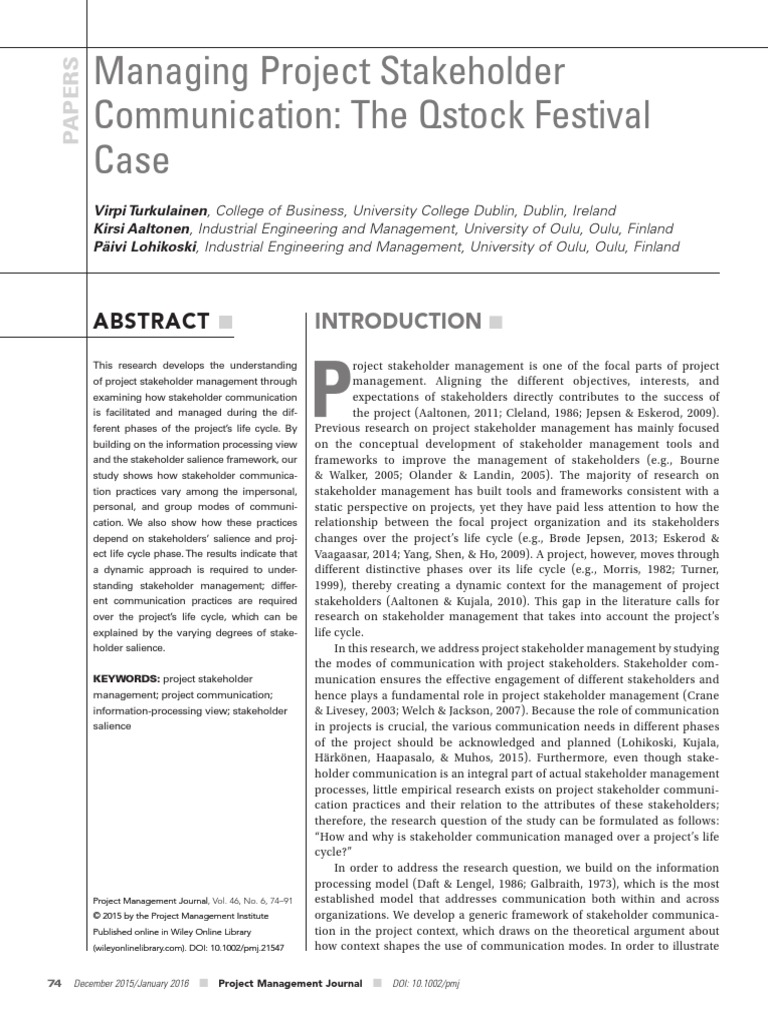 Managing Project Stakeholder Communication | PDF | Communication ...