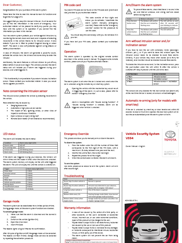 VSS4 Alarm System Owner's Manual | PDF | Security Alarm | Manufactured ...