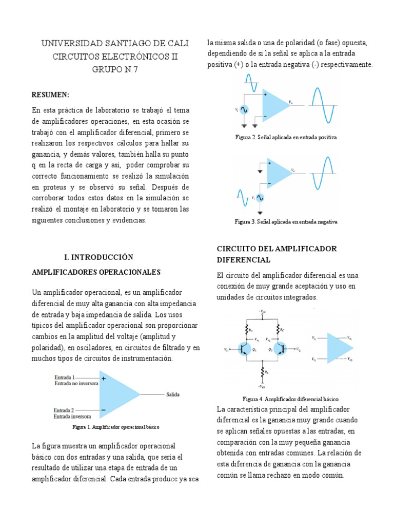 Informe #3 Circuitos Electronicos Ii | PDF | Amplificador | Amplificador operacional
