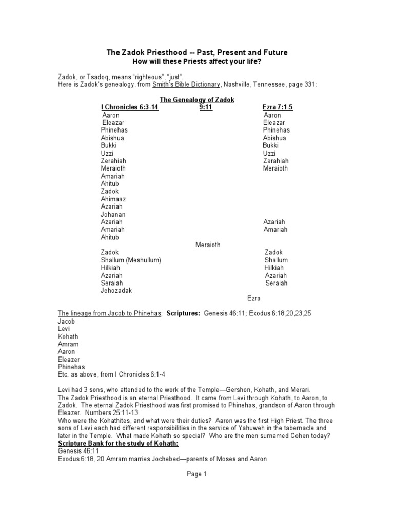 Zadok Priesthood | PDF | Aaron | Pharisees