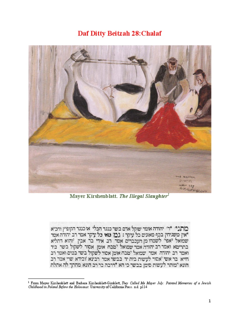 Daf Ditty Beitzah 28:chalaf: Mayer Kirshenblatt. The Illegal Slaughter | PDF | Steel | Jews And ...