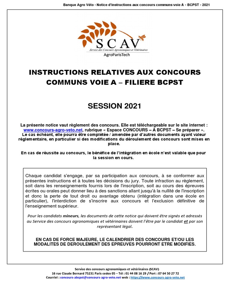 Instructions Concours BCPST 2021 | PDF | Mathématiques | Espace ...