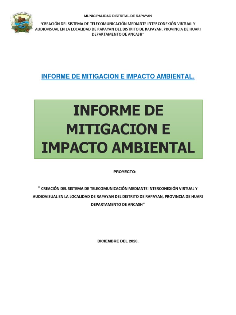 Informe de Mitigacion e Impacto Ambiental | PDF | Seguridad y salud ...