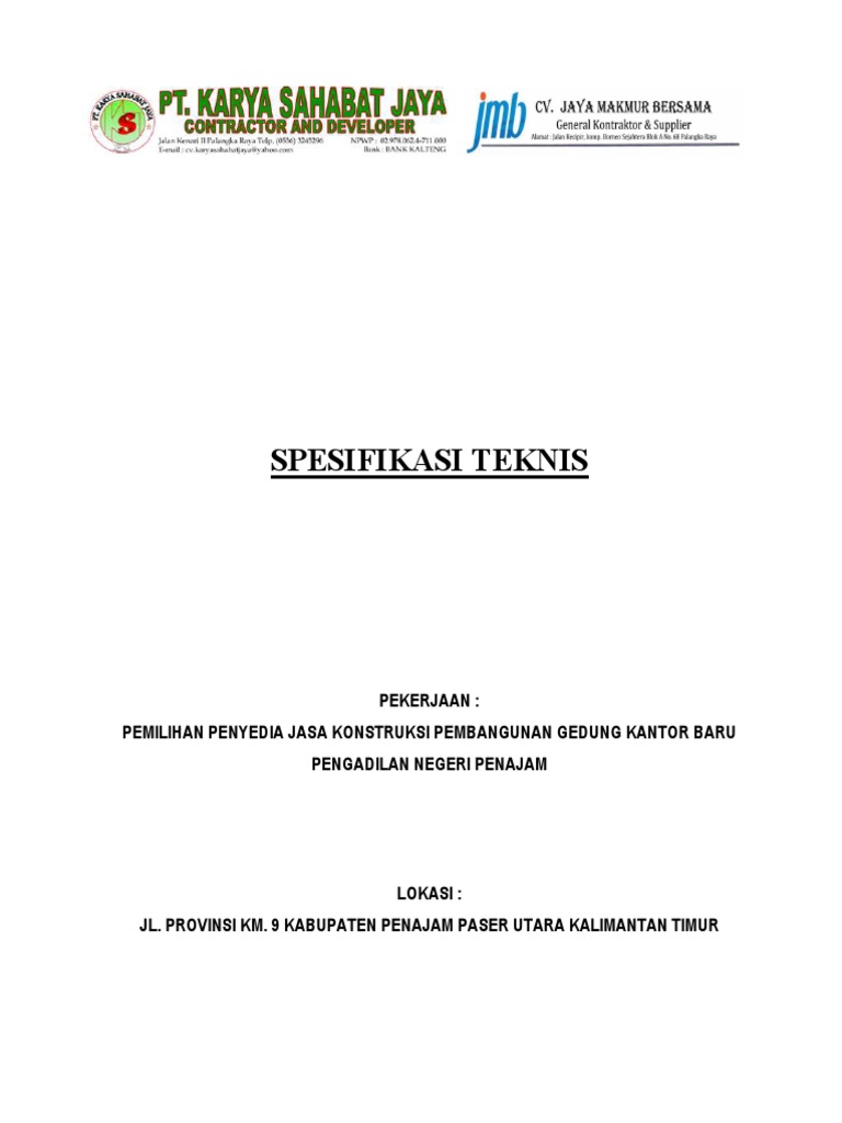 Contoh Spesifikasi Teknik | PDF
