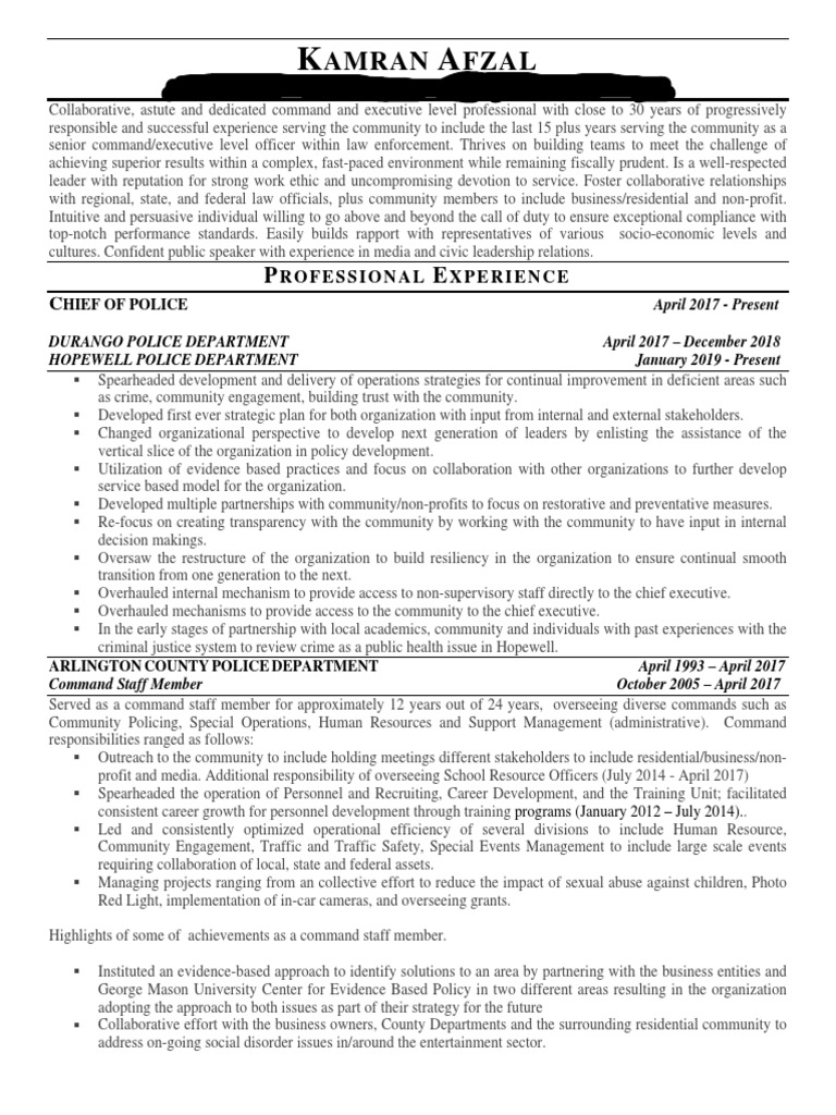 Kamran Afzal Resume | PDF | Police | Community