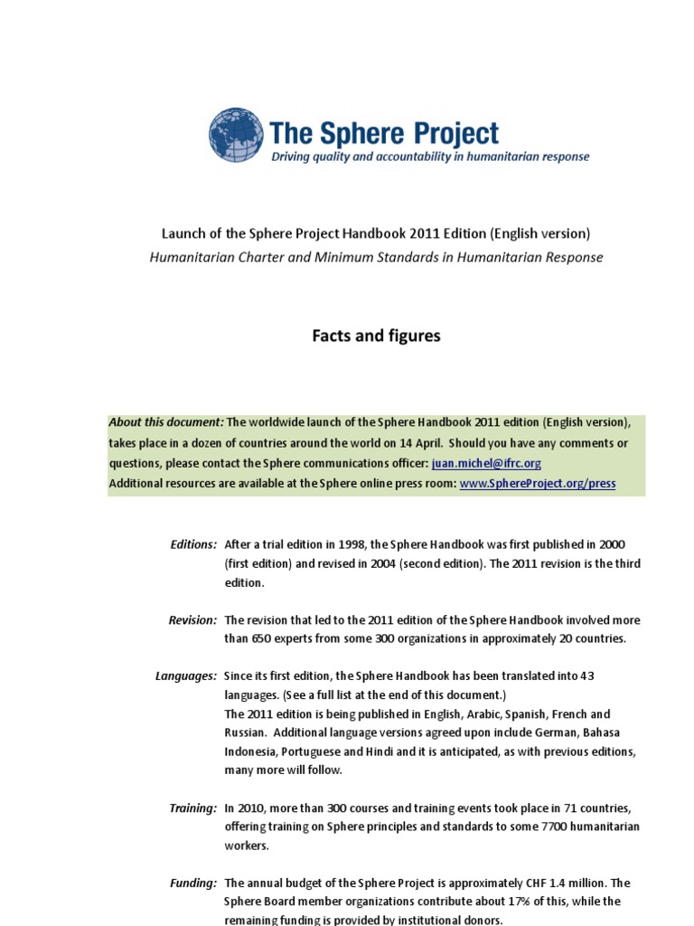 Sphere Handbook Launch Facts and Figures | PDF | Aids | Languages