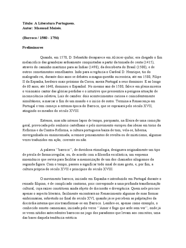 TEXTO - BARROCO - Massaud Moisés | PDF | Barroco | Portugal