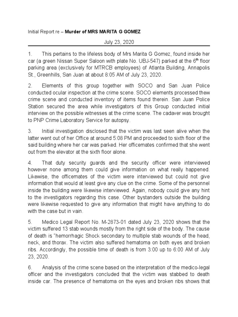 1 Case Scenario | PDF | Crime Scene | Murder