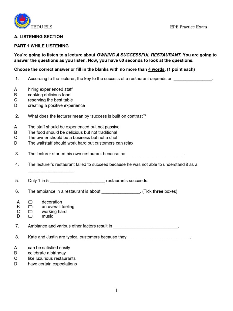 Tedu Els Epe Practice Exam | PDF | Crimes | Crime & Violence