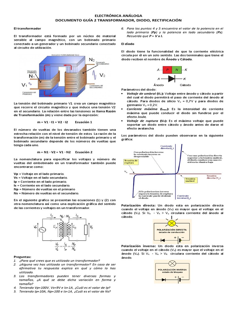 Transformador, Diodo, Rectificación | PDF | Rectificador | Diodo