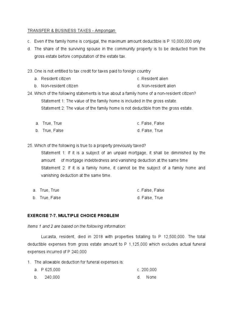 Exercise 7-7. Multiple Choice Problem: Items 1 and 2 Are Based On The ...