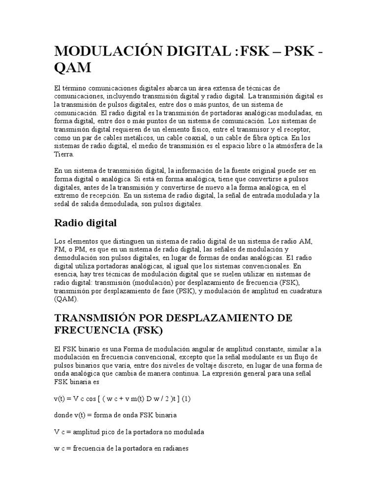 Modulación Digital en Radio: FSK y PSK | PDF | Modulación | Radio