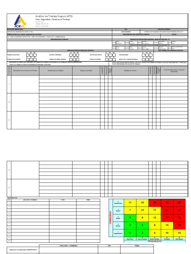 Análisis de Trabajo Seguro (ATS) (FORMATO) | PDF Análisis de Trabajo Seguro (ATS) (FORMATO) | PDF
