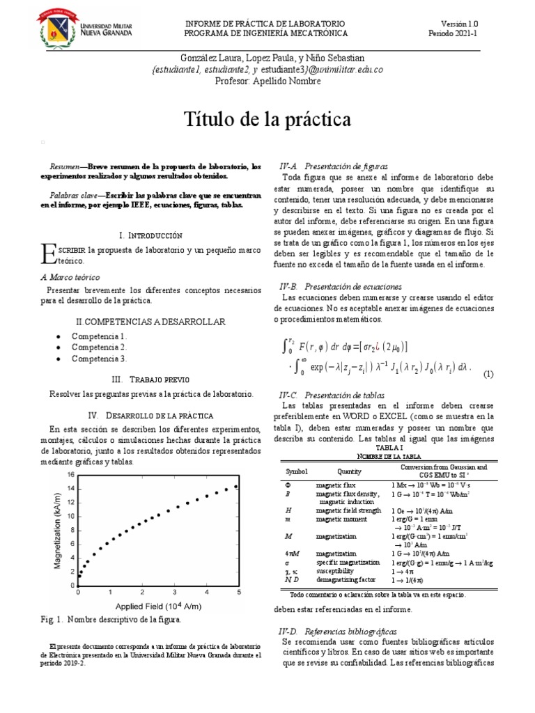 2021-1 Plantilla IEEE - Informes - UMNG | PDF | Informática | Ciencias ...