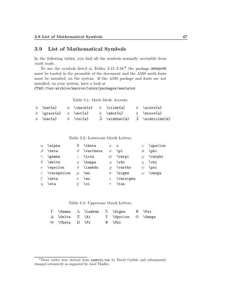 LaTeX Symbols | PDF | Greek Alphabet | Orthography