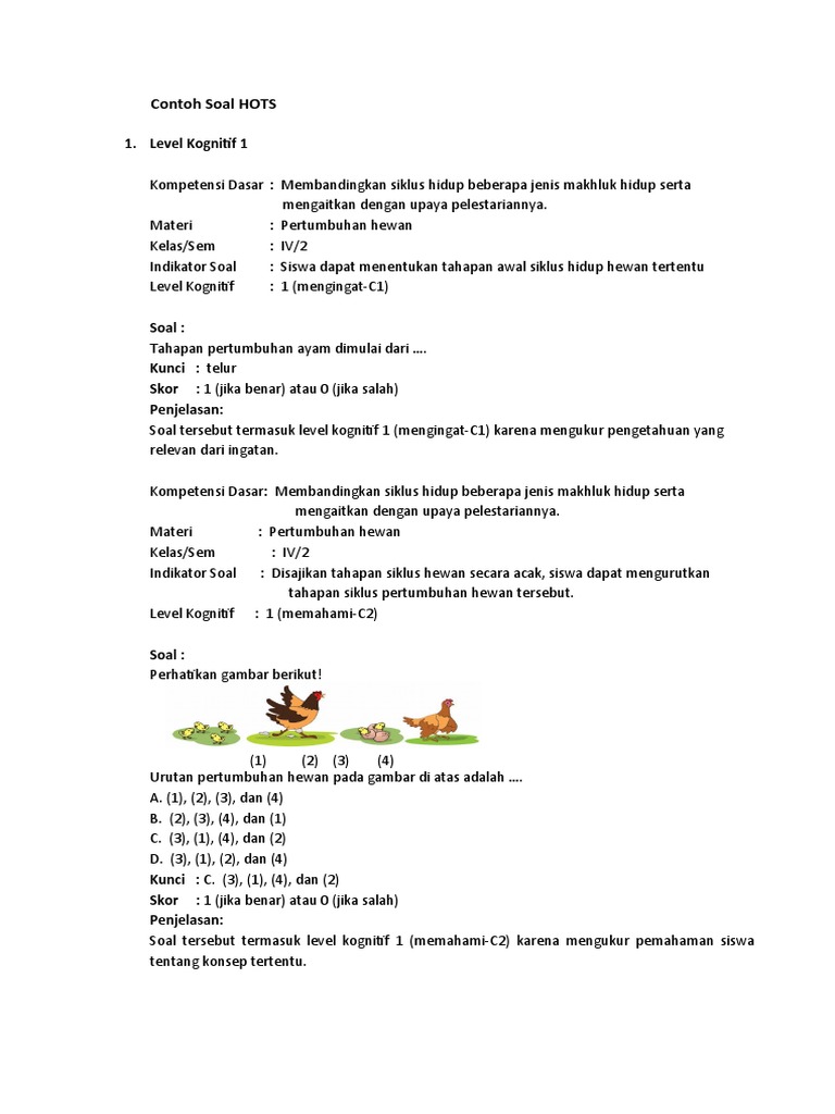 Contoh Soal HOTS IPA SD | PDF | Pengembangan Diri | Sains & Matematika