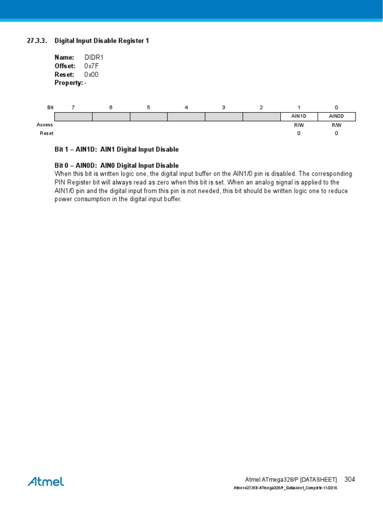 Atmel 42735 8 Bit Avr Microcontroller Atmega328 328p Datasheet 1 304 317 Pdf Analog To