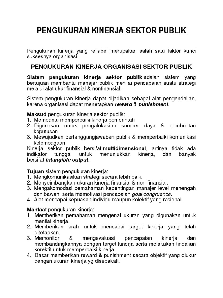 Modul Pengukuran Kinerja Sektor Publik | PDF