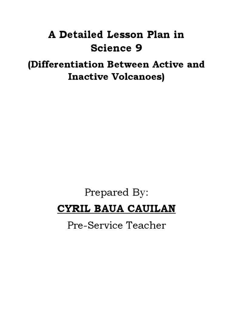 Grade 9 Volcanoes Lesson Plan | PDF | Types Of Volcanic Eruptions | Volcano