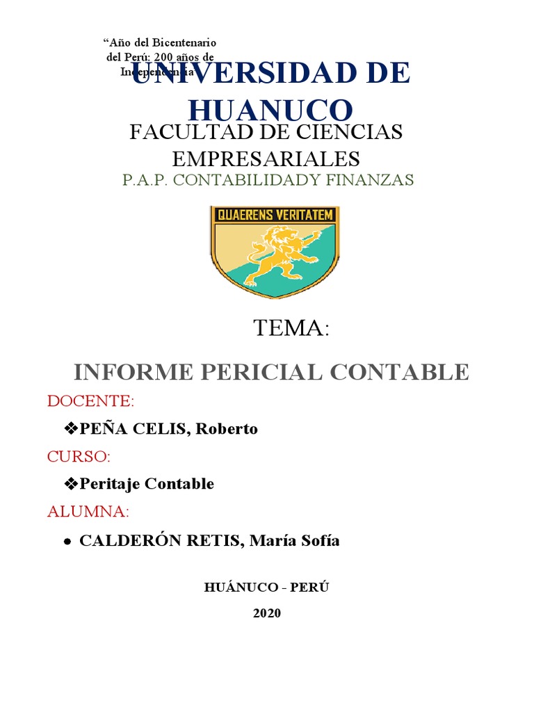 Informe Pericial Contable | PDF | Contabilidad | Contador