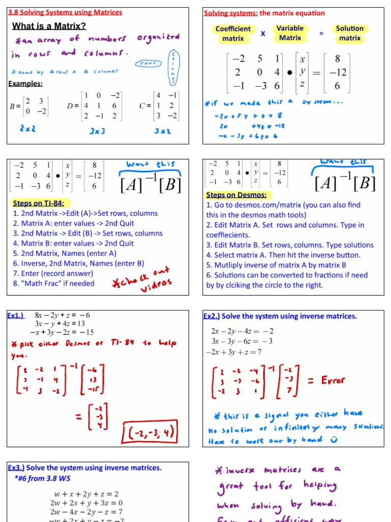 3.8 Completed Notes On Matrixs | PDF | Matrix (Mathematics) | Algebra
